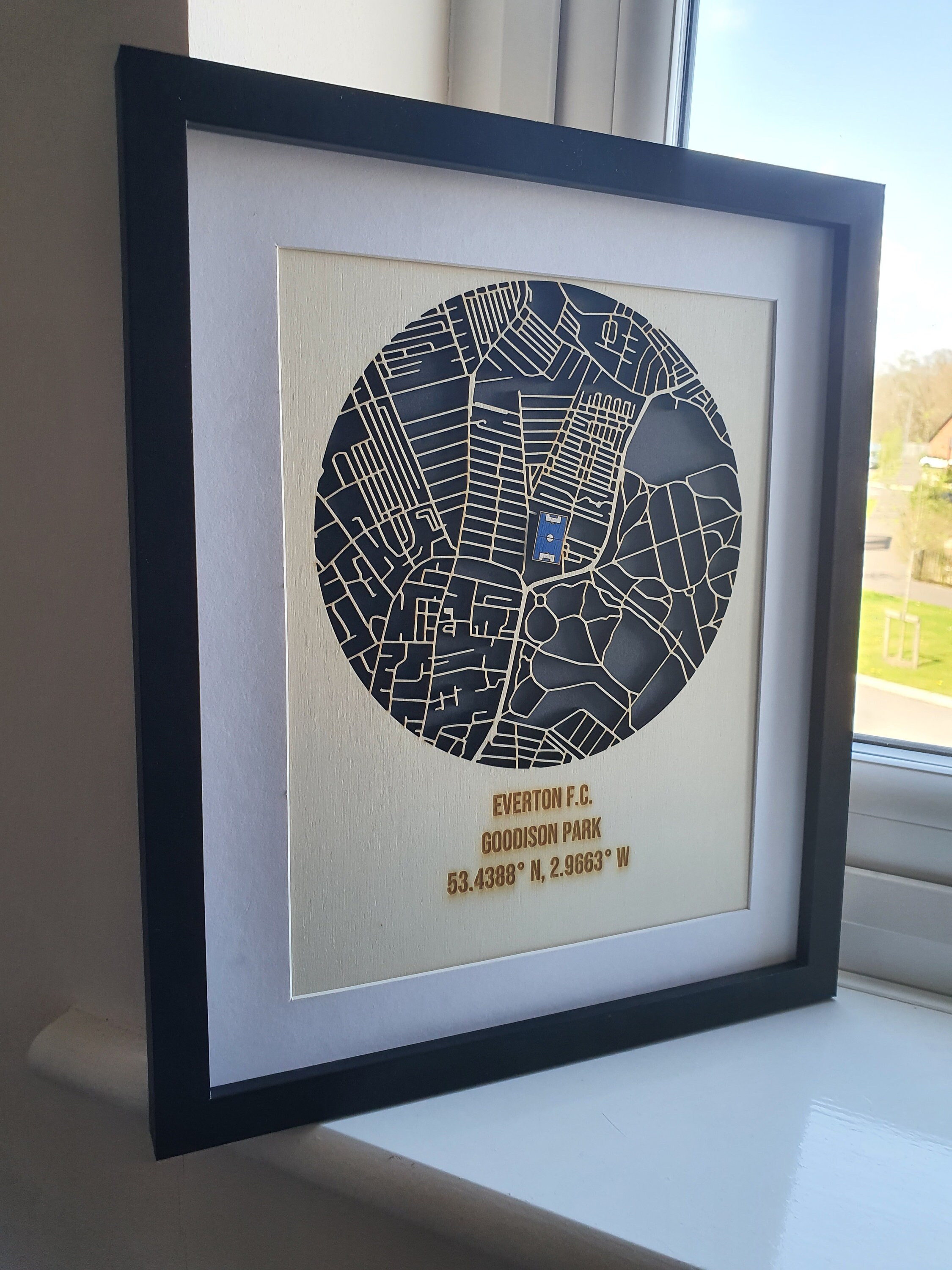 Wooden Goodison Park Stadium Map Everton FC Map Wood Cut Football ...