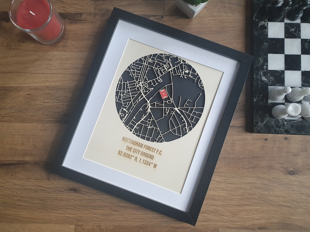 Wooden City Ground Stadium 3D Map - Nottingham Forest FC Map - Wood Cut ...