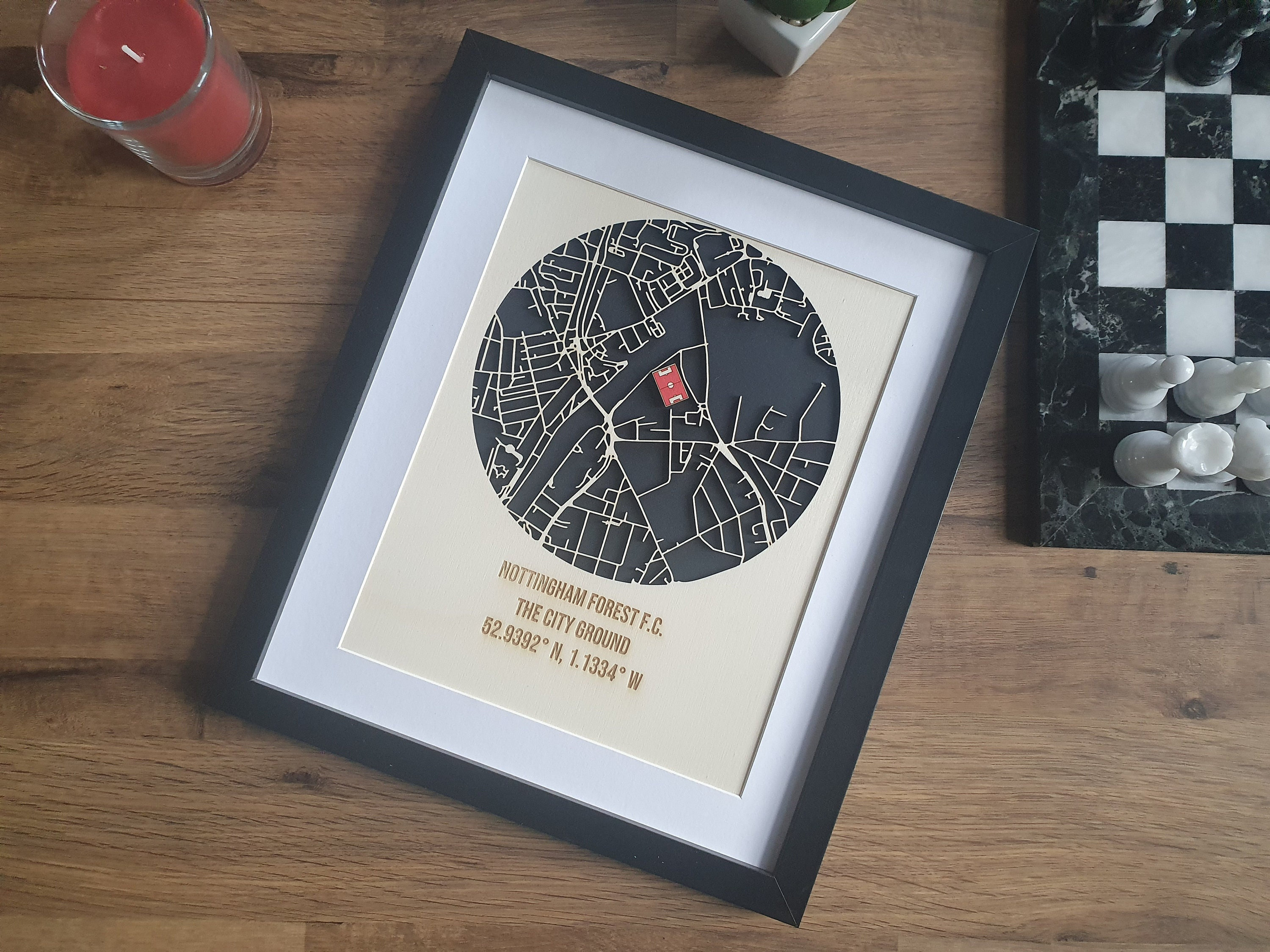 Wooden City Ground Stadium 3D Map Nottingham Forest FC Map Wood Cut ...