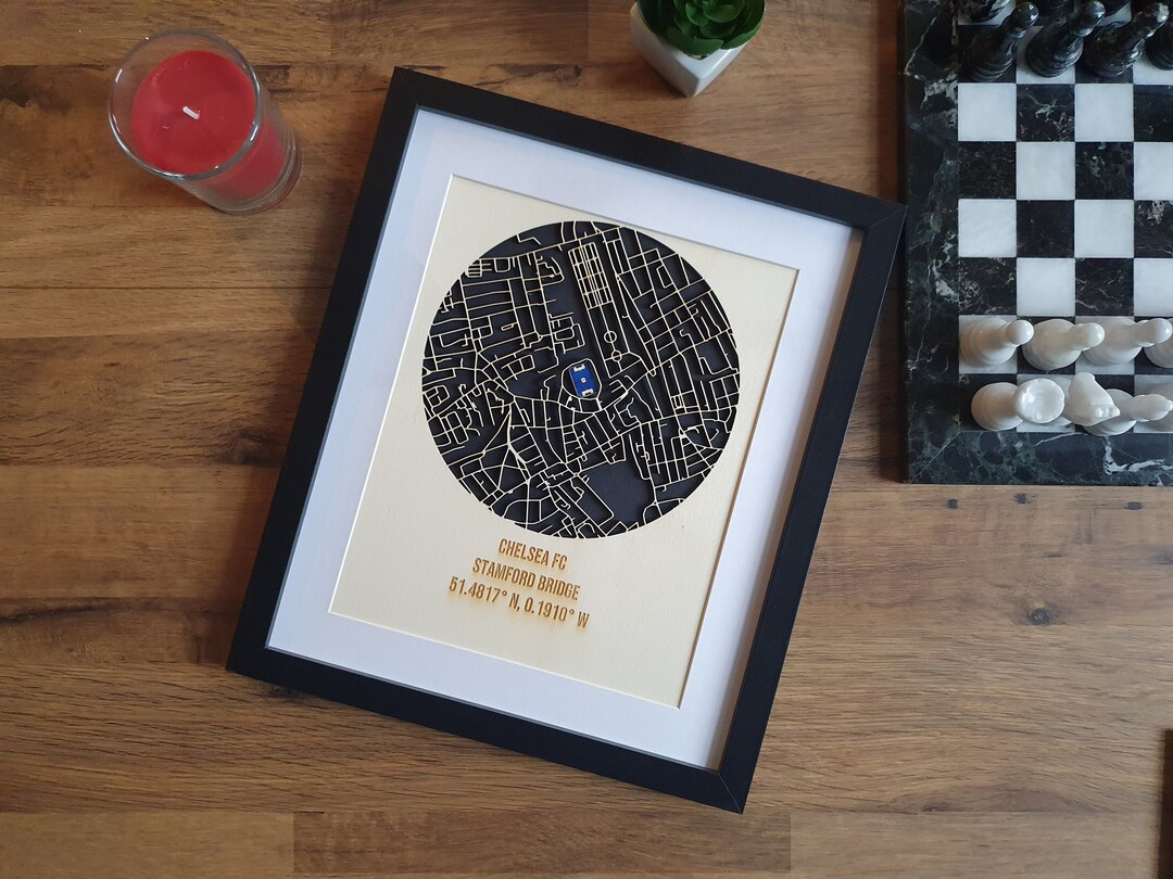 Wooden Stamford Bridge 3D Map Chelsea FC Map Wood Cut Football Stadium ...