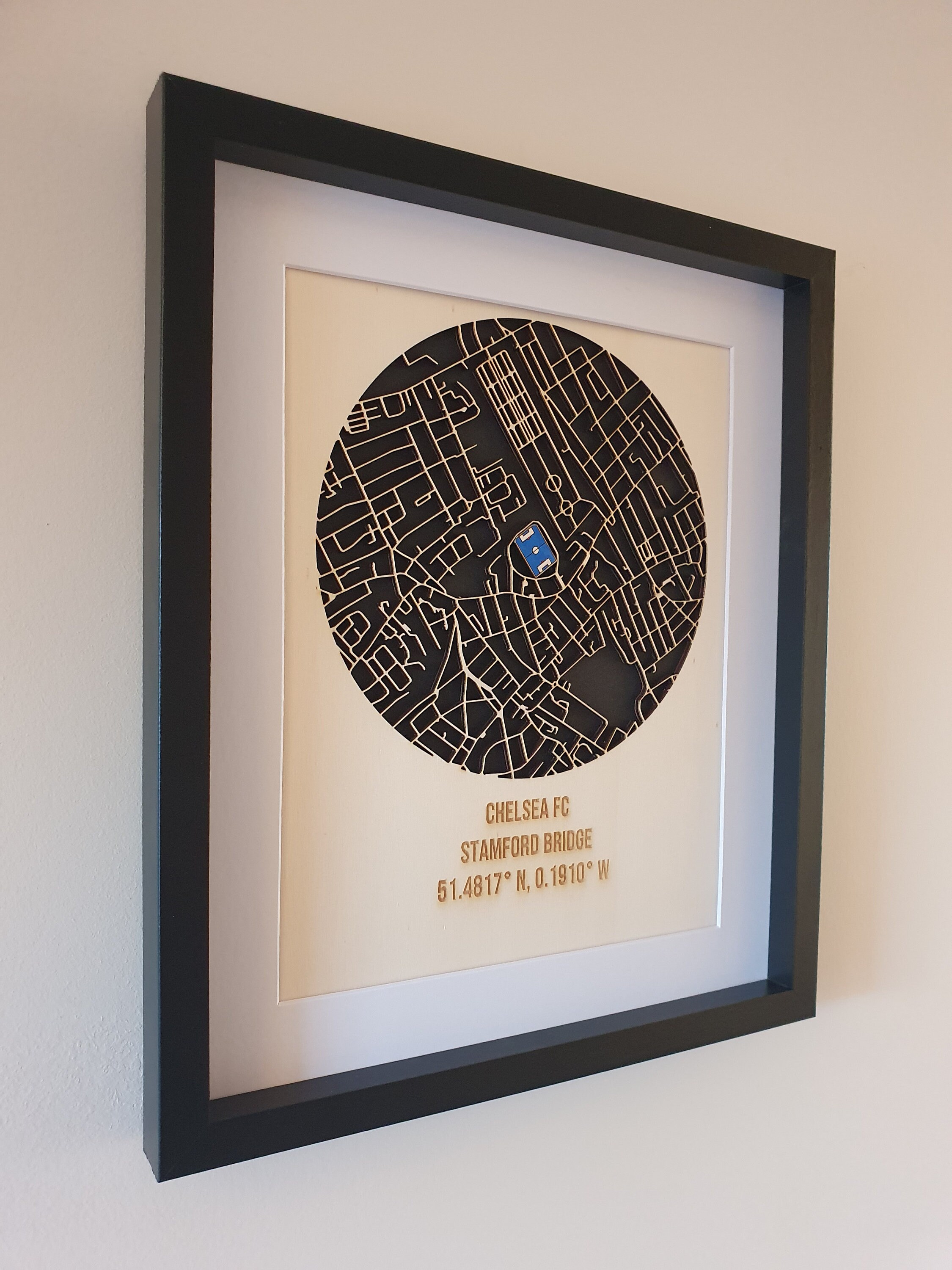 Wooden Stamford Bridge 3D Map Chelsea FC Map Wood Cut Football Stadium ...