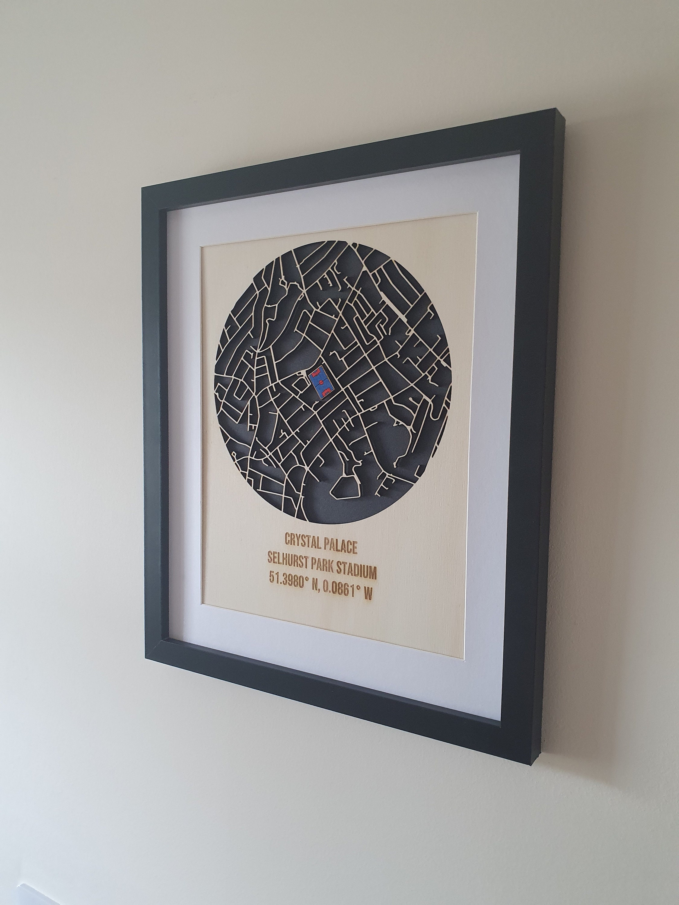 Wooden Selhurst Park Stadium 3D Map Crystal Palace Map Wood Cut ...