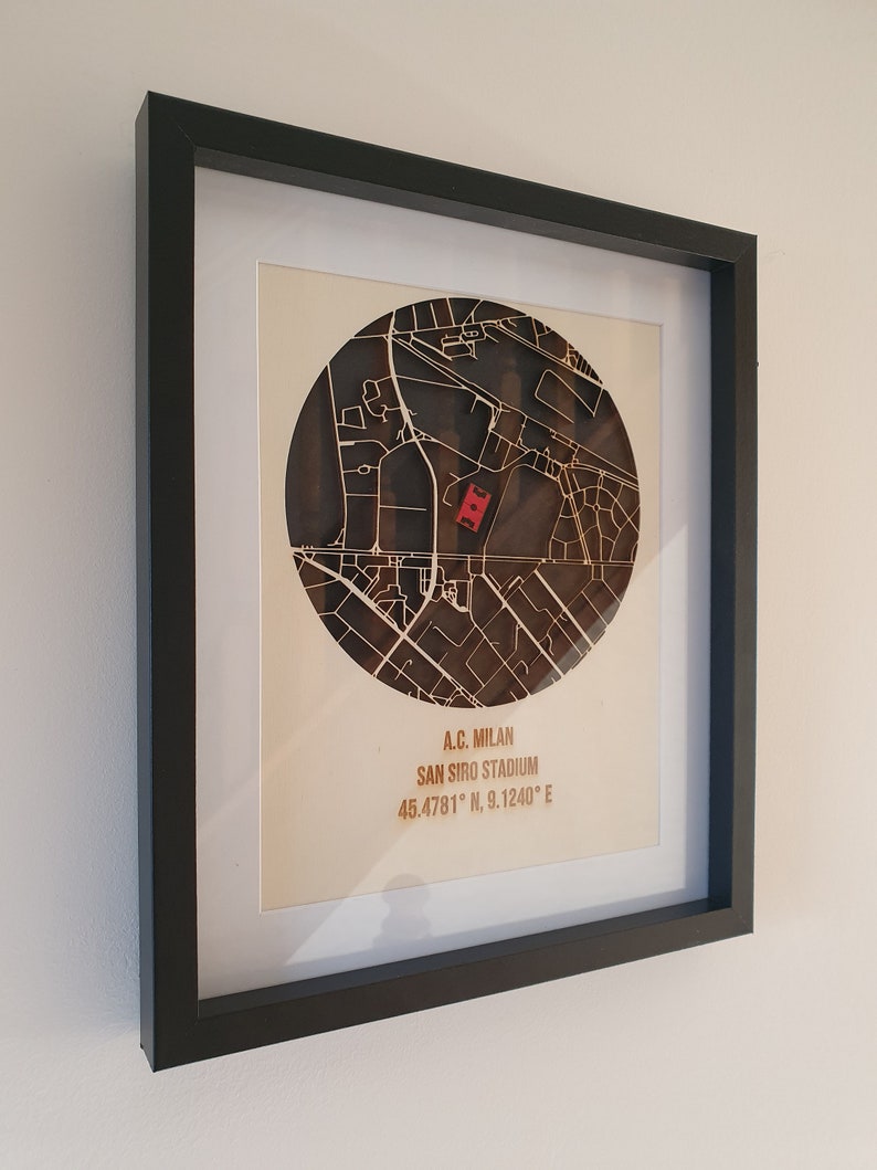 Wooden San Siro Stadium 3D Map AC Milan Map Wood Cut Football Stadium ...