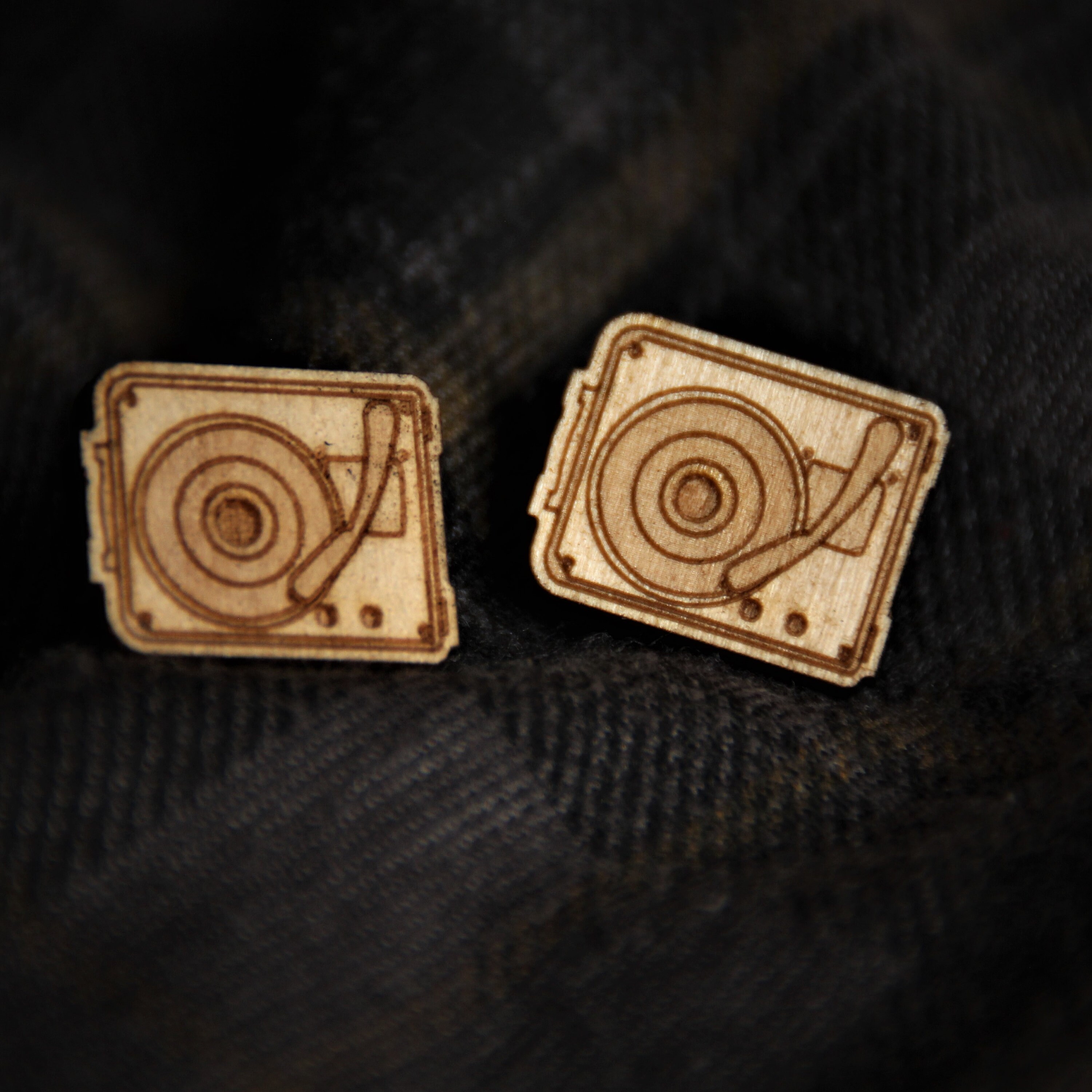 Record Player Stud Earrings Retro Style Music Turntable - Etsy