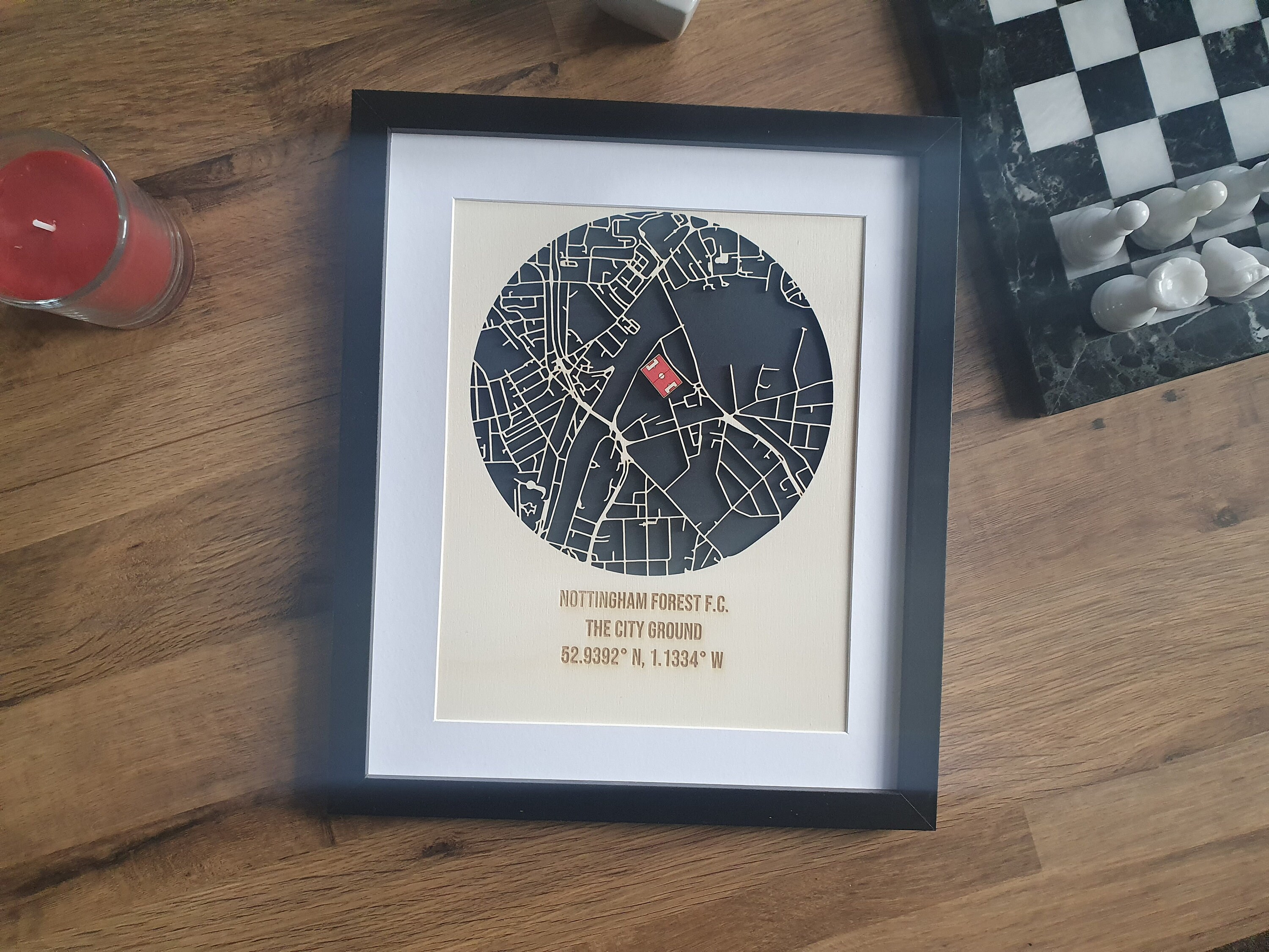 Wooden City Ground Stadium 3D Map Nottingham Forest FC Map Wood Cut ...
