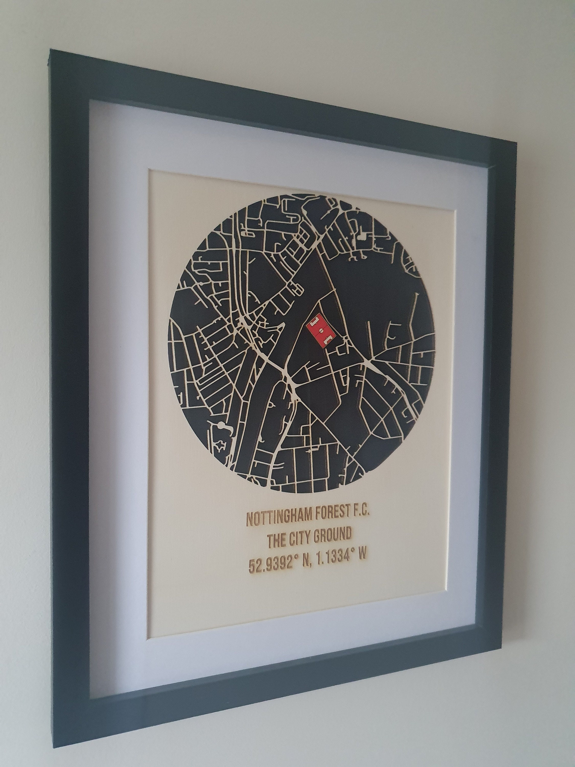 Wooden City Ground Stadium 3D Map Nottingham Forest FC Map Wood Cut ...