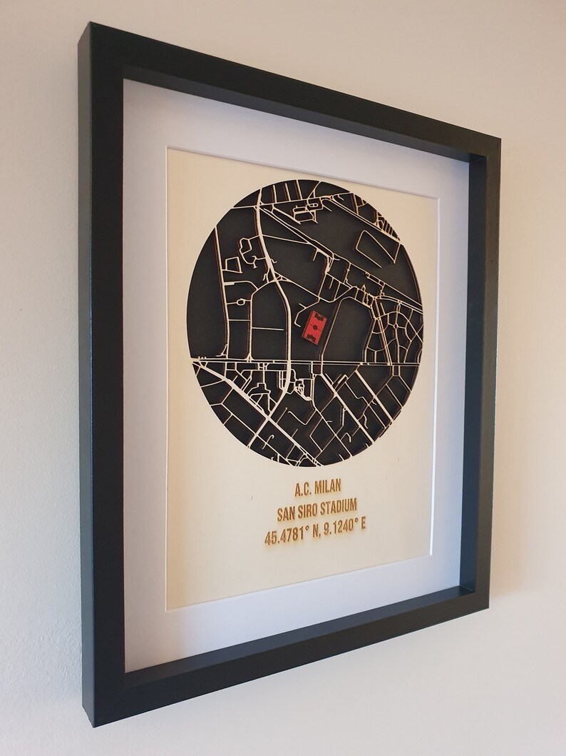 Wooden San Siro Stadium 3D Map AC Milan Map Wood Cut Football Stadium ...