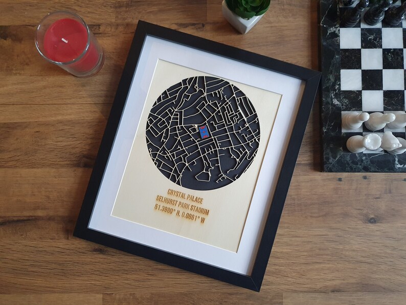 Wooden Selhurst Park Stadium 3D Map Crystal Palace Map Wood Cut ...