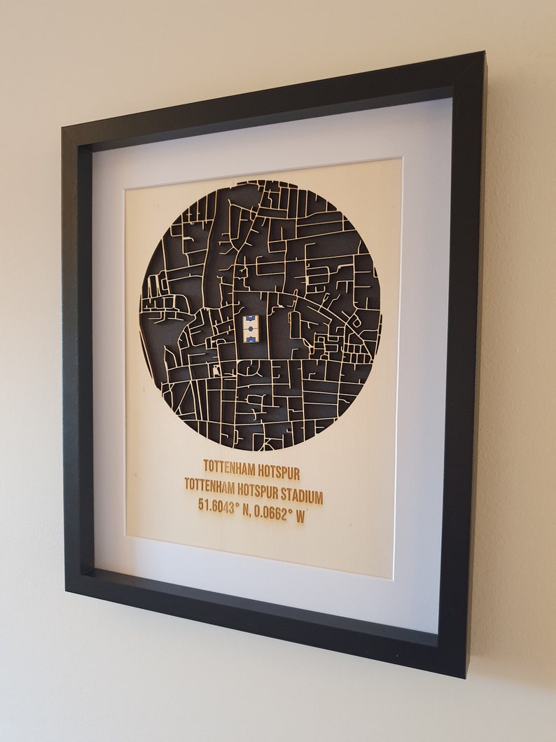 Wooden Tottenham Hotspur Stadium 3D Map Tottenham Hotspur Map Wood Cut ...