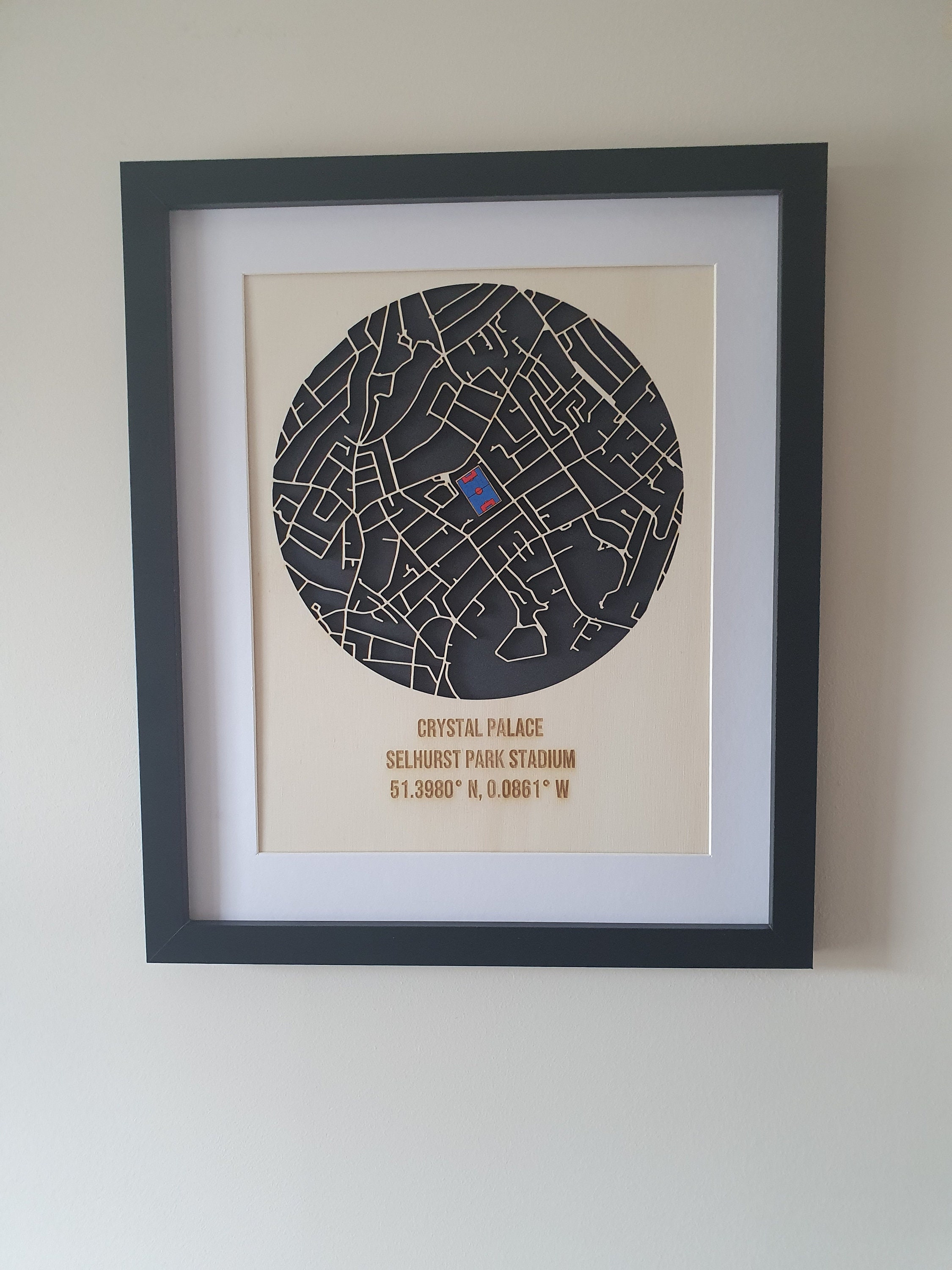 Wooden Selhurst Park Stadium 3D Map Crystal Palace Map Wood Cut ...