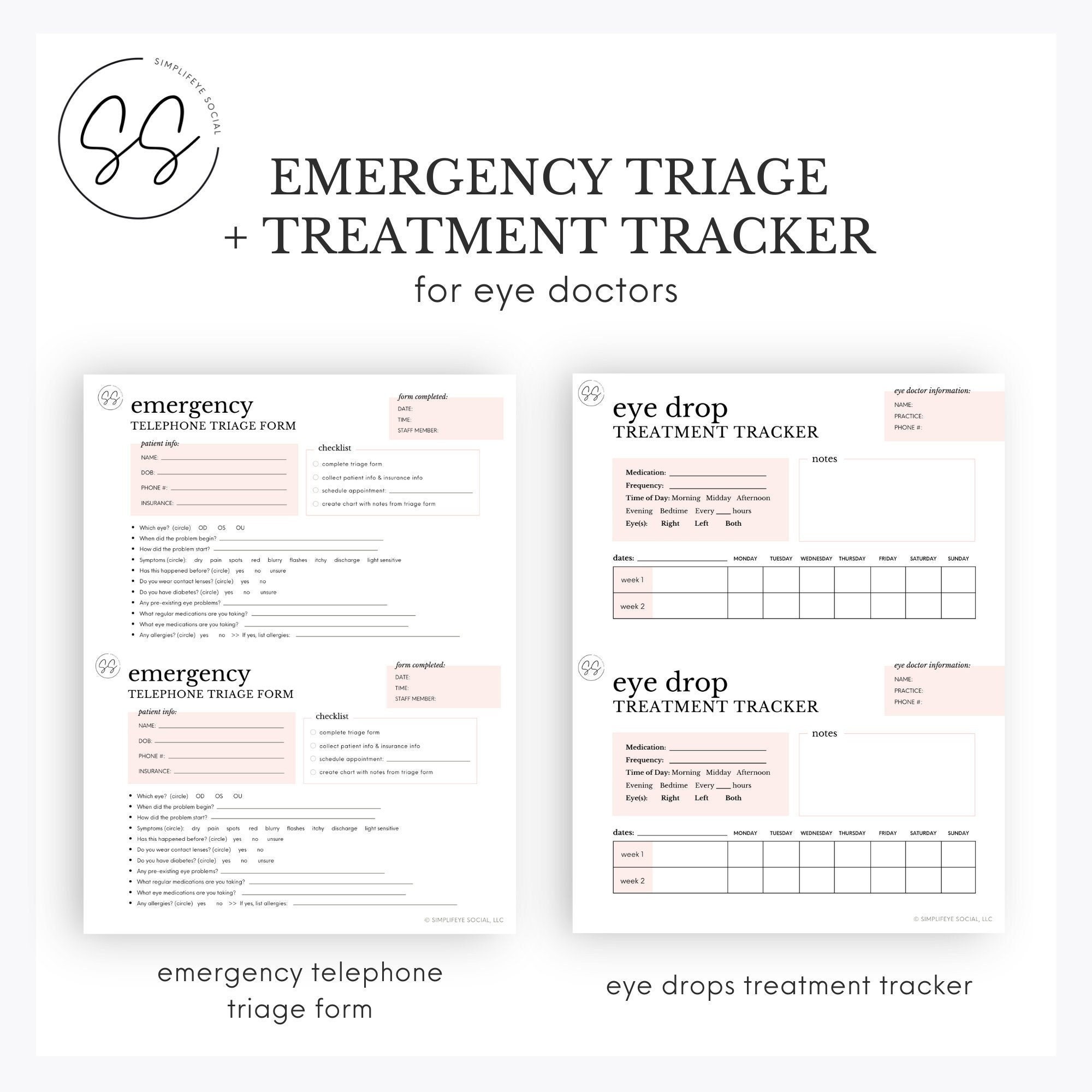 Emergency Triage Form Treatment Tracker for Eye Doctors | Etsy