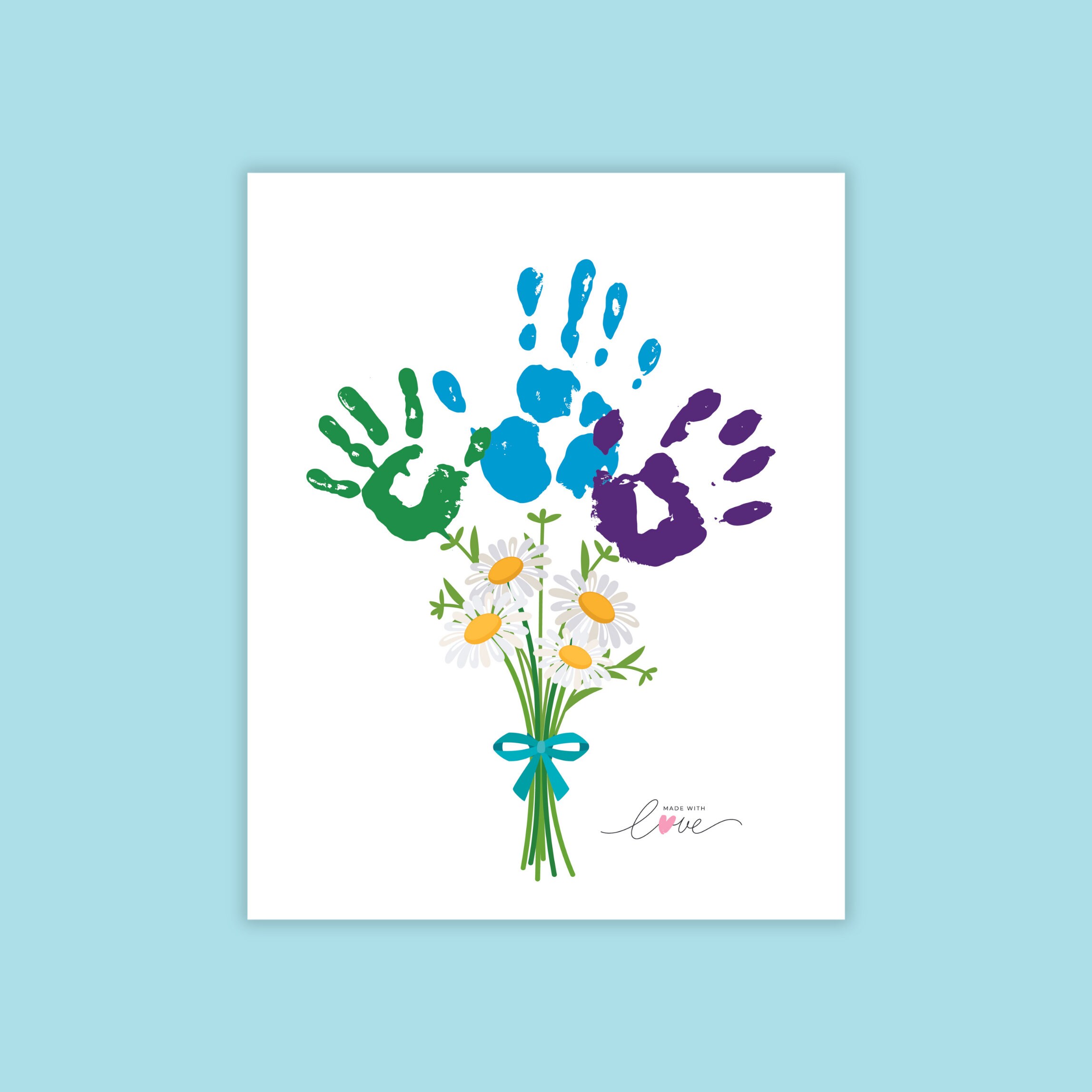 Hand Print Art Flower Mothers Day Art Print Handprint Love Flower ...