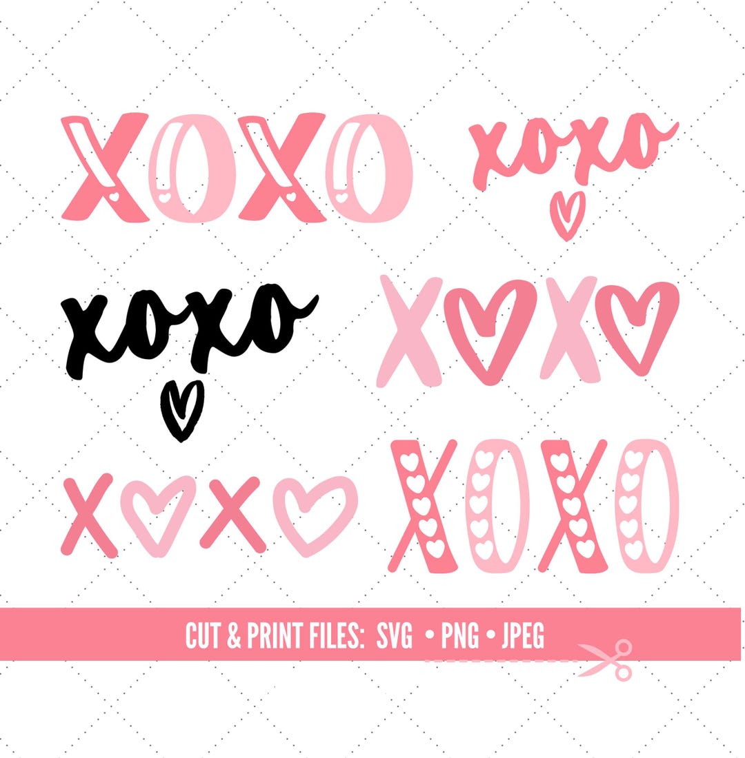 XOXO SVG, Valentine’s Day Cut File, Hugs and Kisses Clipart, Love Heart ...