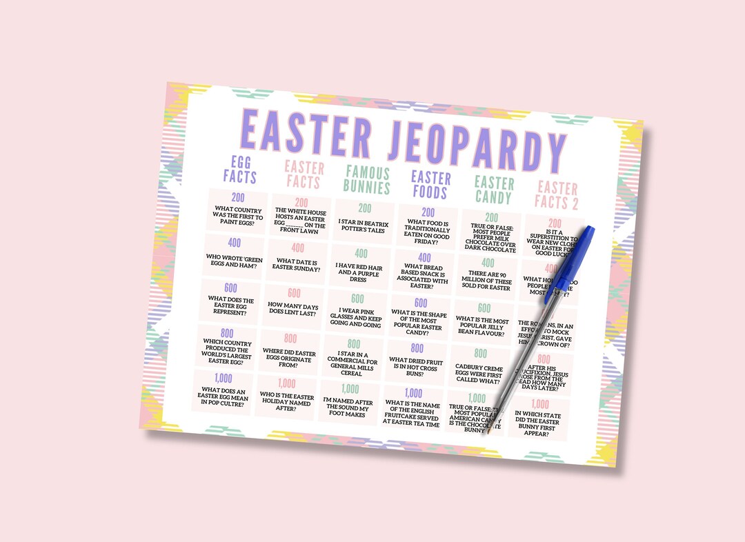 Easter Trivia Game, Easter Jeopardy, Easter Seniors Game, Easter School ...