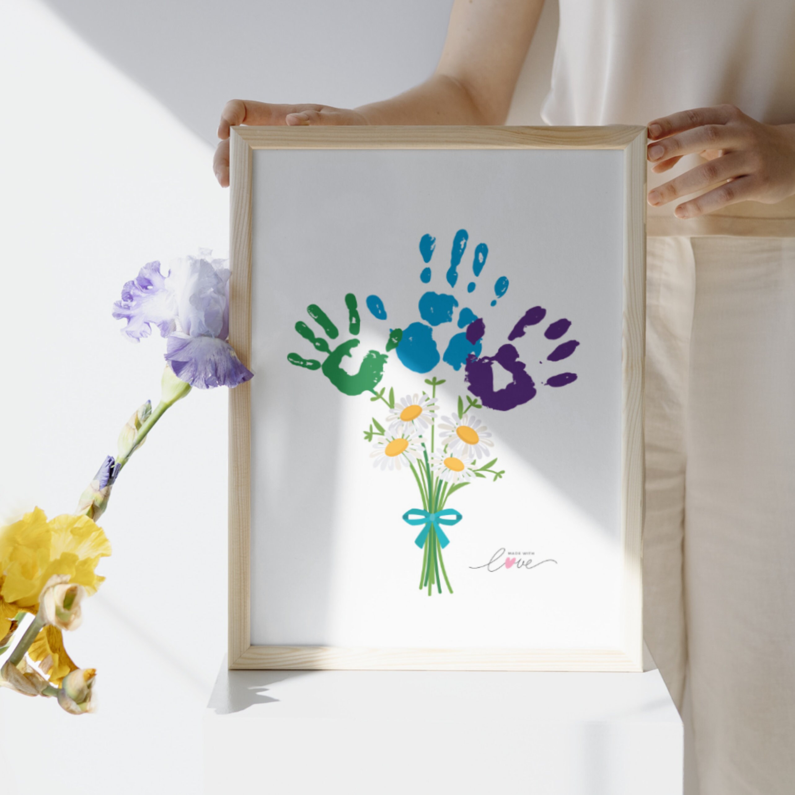 Hand Print Art Flower Mothers Day Art Print Handprint Love Flower ...
