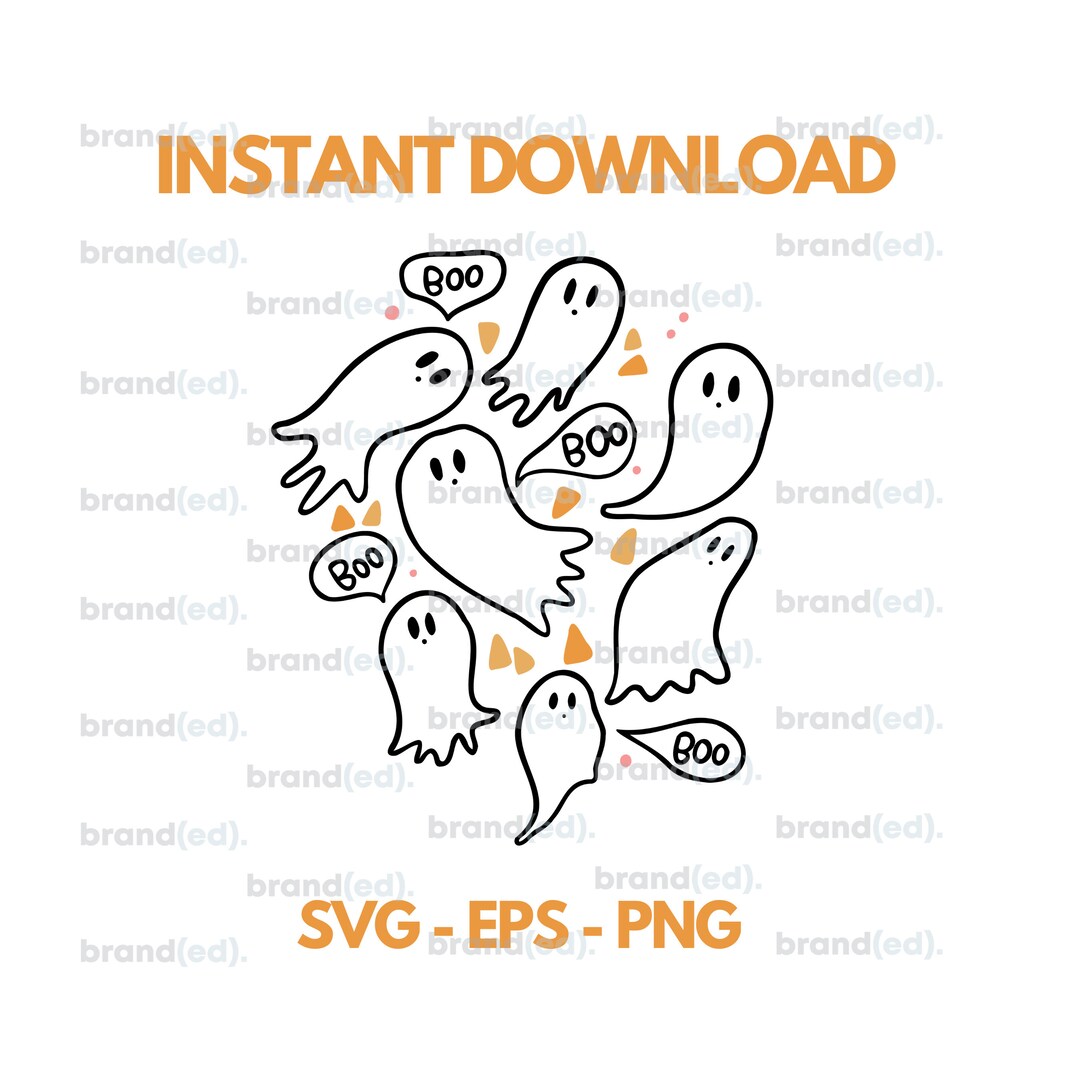Boo Ghosts Retro Halloween SVG, Cut File, Png, Eps, Instant Download ...