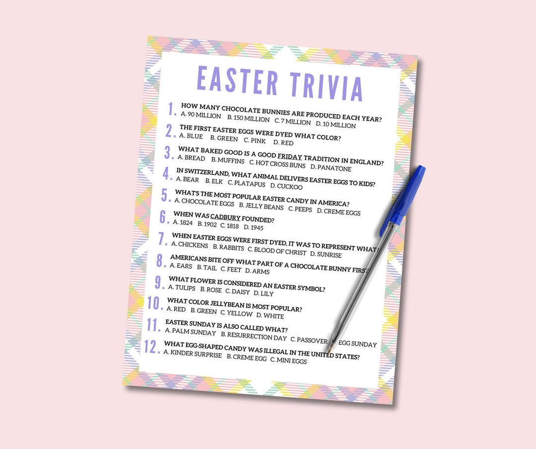 Easter Trivia Game, Easter Jeopardy, Easter Seniors Game, Easter School ...