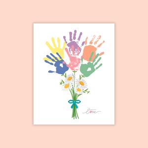 Hand Print Art Flower Mothers Day Art Print Handprint Love Flower ...