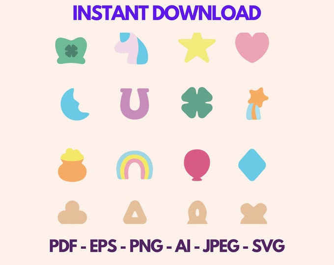 Lucky Charms Clipart: St. Patrick's Day PNG SVG PDF (digital Download ...