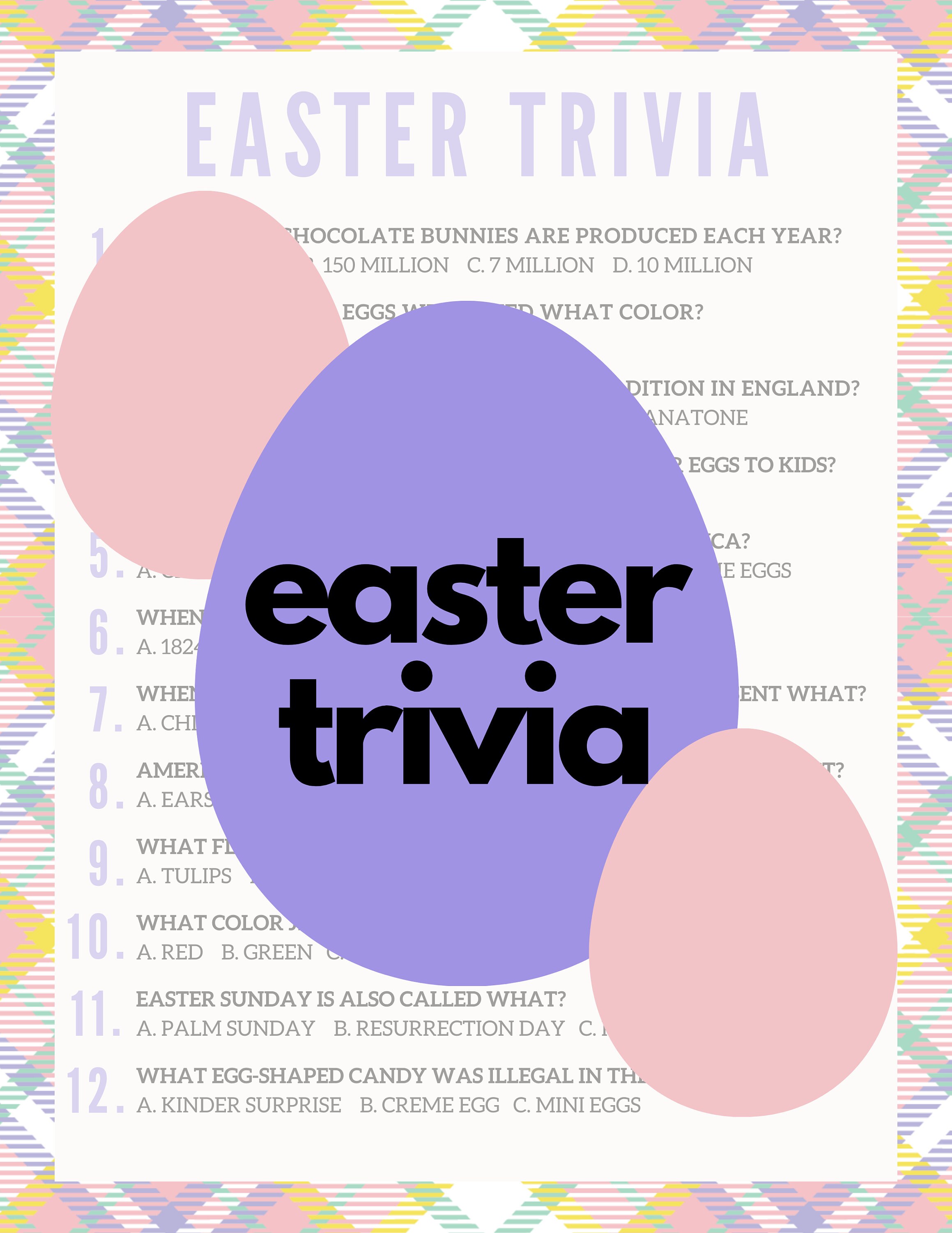 Easter Trivia Game, Easter Jeopardy, Easter Seniors Game, Easter School ...