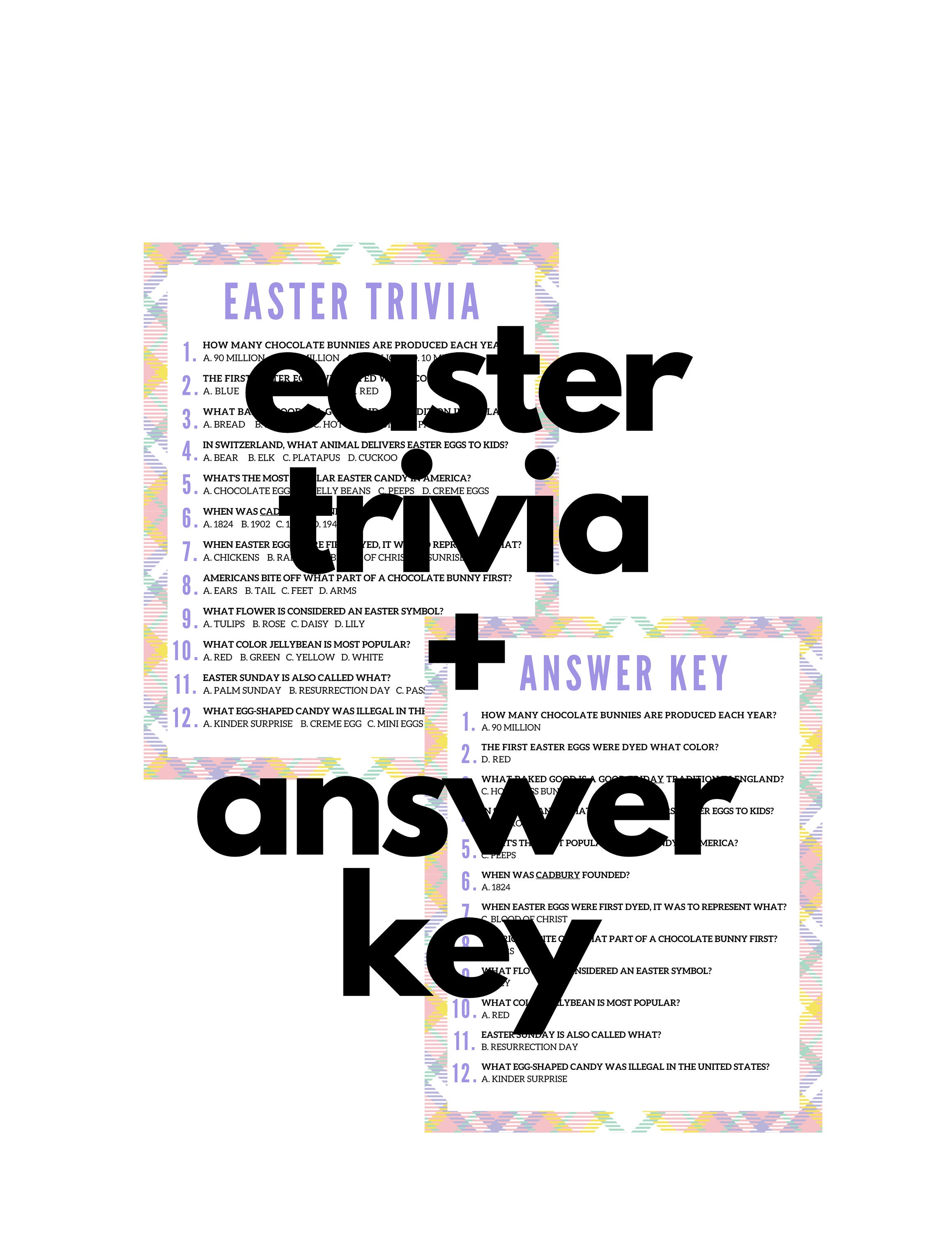 Easter Trivia Game, Easter Jeopardy, Easter Seniors Game, Easter School ...