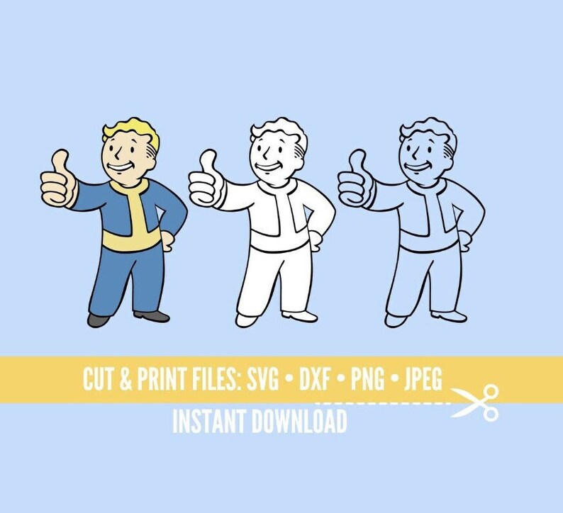 Fallout SVG, archivo digital Vault Boy, archivo Vault Boy Cut, gráficos ...