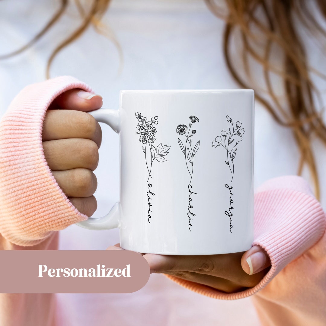 Custom Birth Month Flower Mug, Personalized Mothers Day, Custom Mom Mug ...