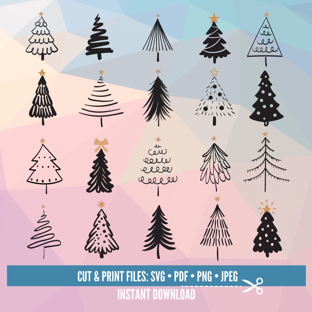 Christmas Tree Doodle, Cute Christmas Svg, Christmas Tree Svg ...