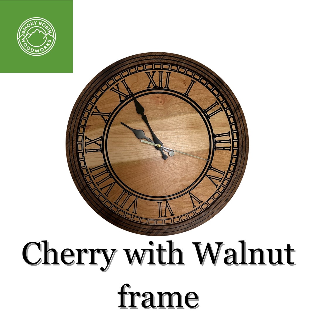 Decorative Wooden Round Clock With Roman Numerals and Contrasting ...
