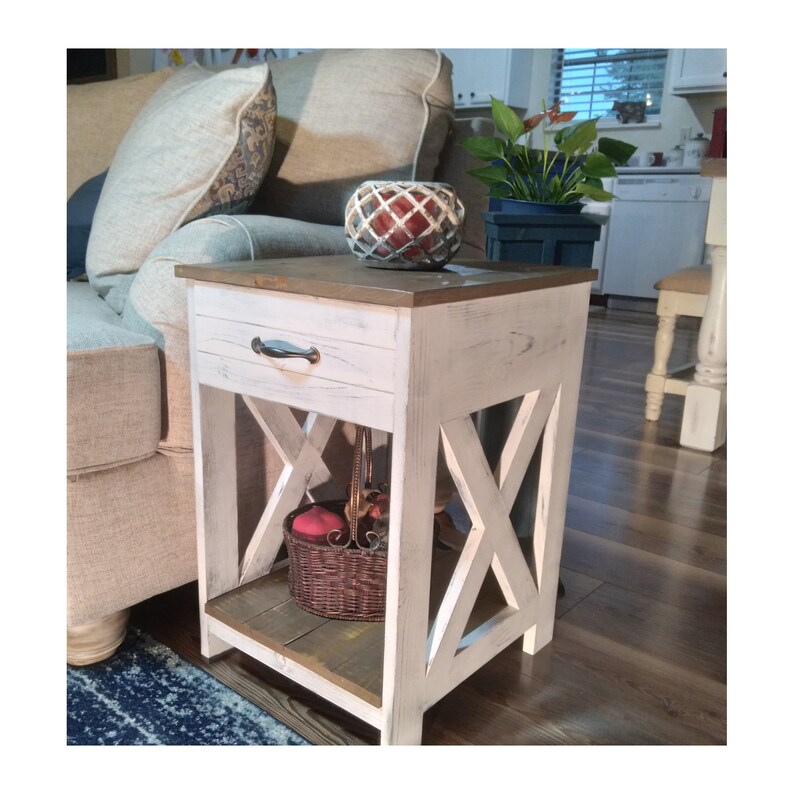 Rustic Bedside Table Farmhouse End Table Nightstand With - Etsy