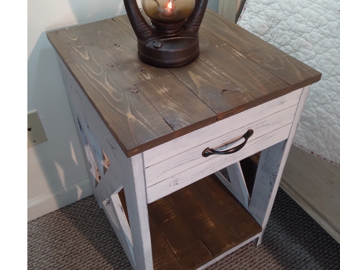 Rustic Bedside Table Farmhouse End Table Distressed - Etsy