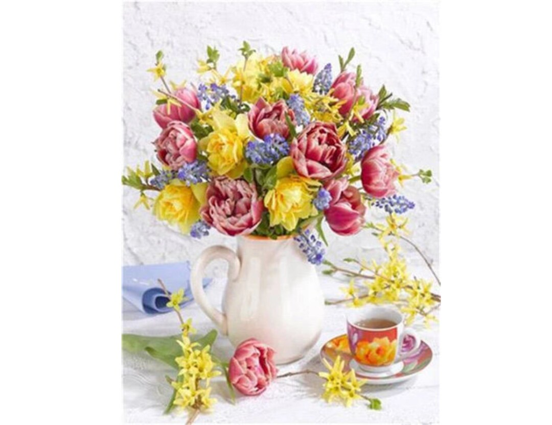 Diy Paint by Numbers the Spring Flowers on Home Wall Art Decor - Etsy