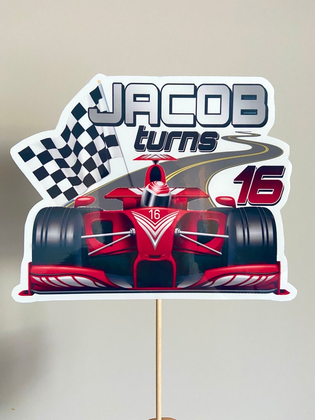 F1 Formula One Racing Car Theme Personalised Birthday Cake Topper ...