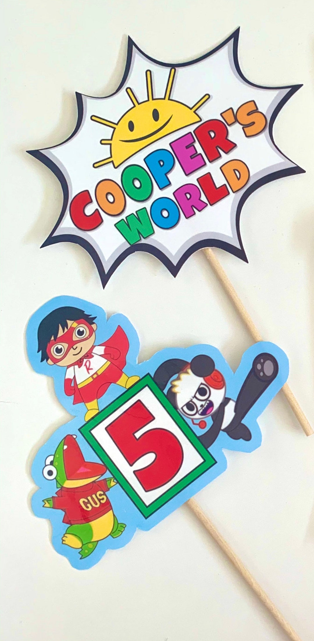 Ryans World Personalised Cake Topper Set of 2 - Etsy