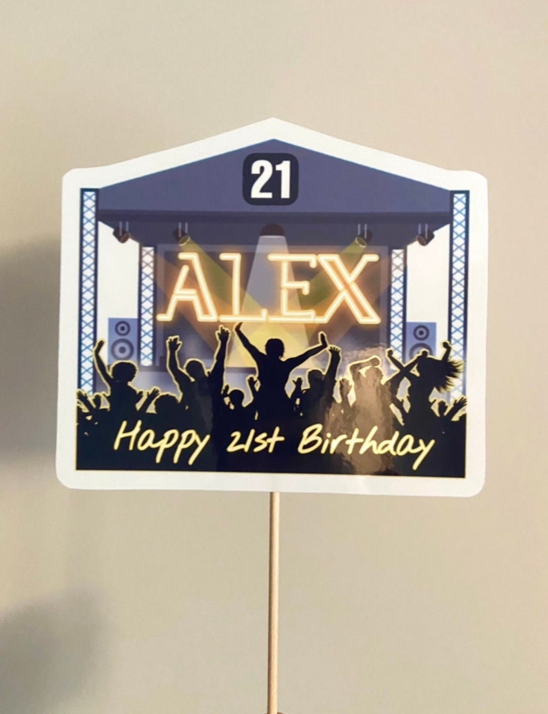 Festival Music Concert Theme Personalised Birthday Cake Topper Gloss ...