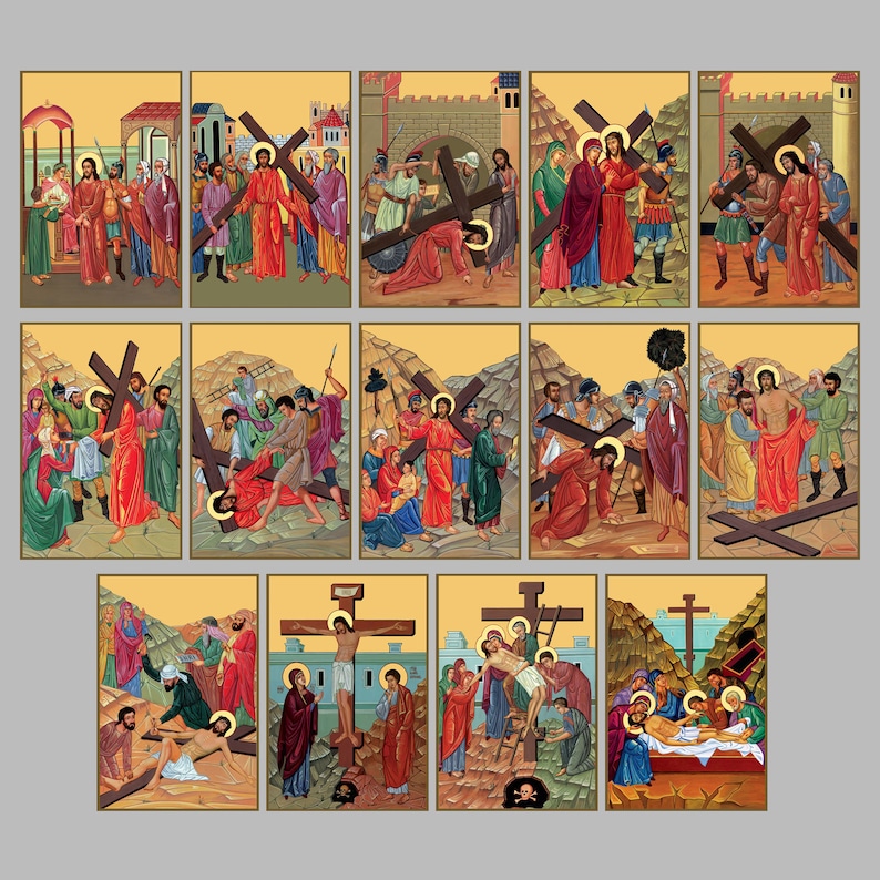 Way of the Cross Icons (set of 14), Orthodox Art Print (PDF) - Etsy