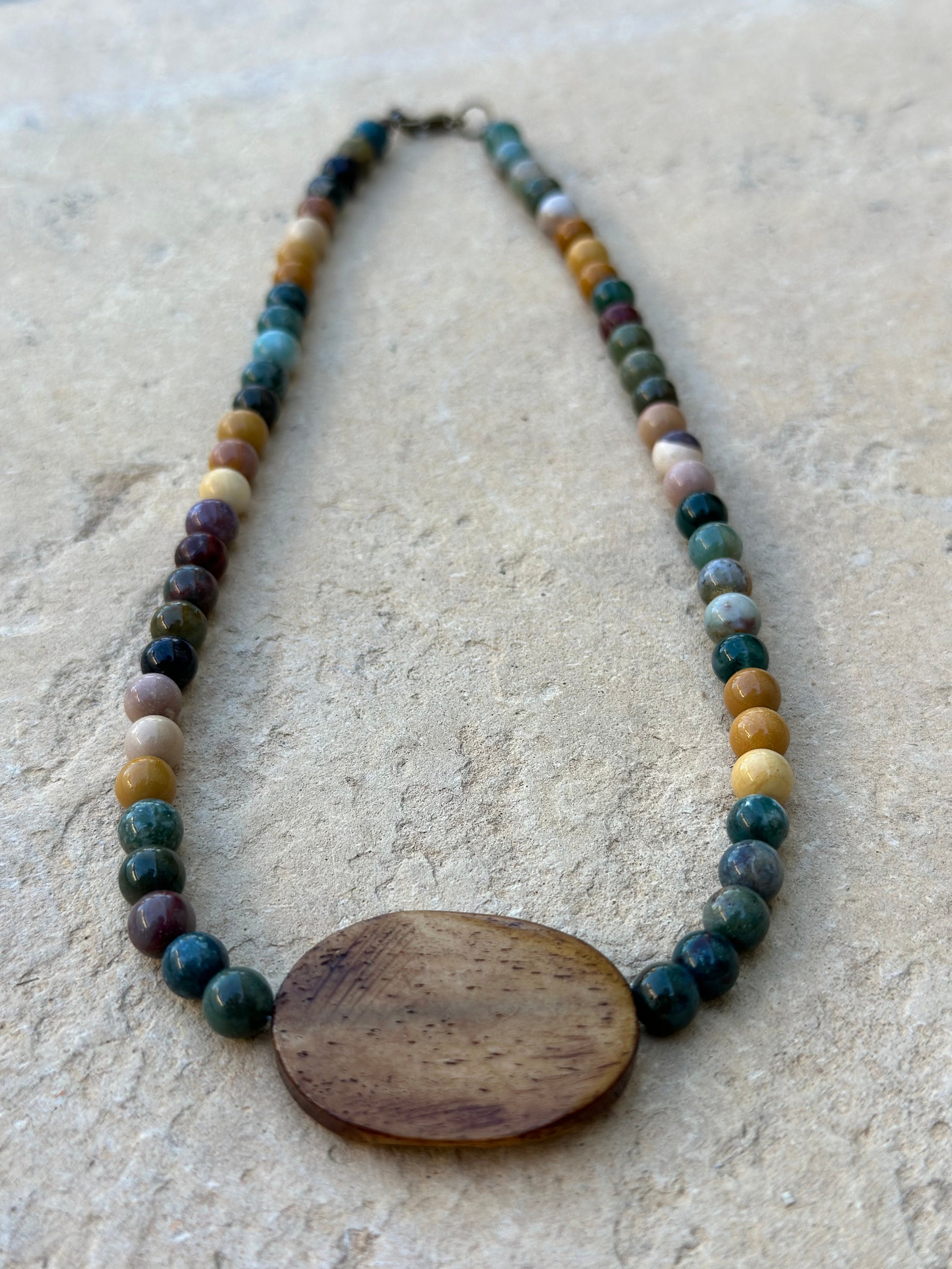 Earthy Stone Bead Necklace - Etsy