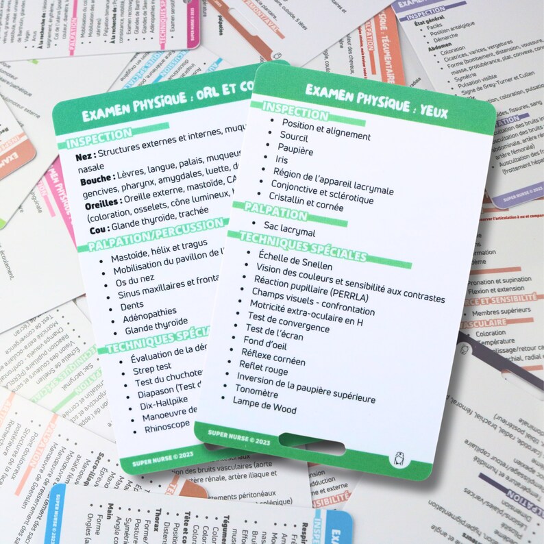 EN Physical Exam - Eyes, ENT and Neck, Nursing Reference Card, Badge ...