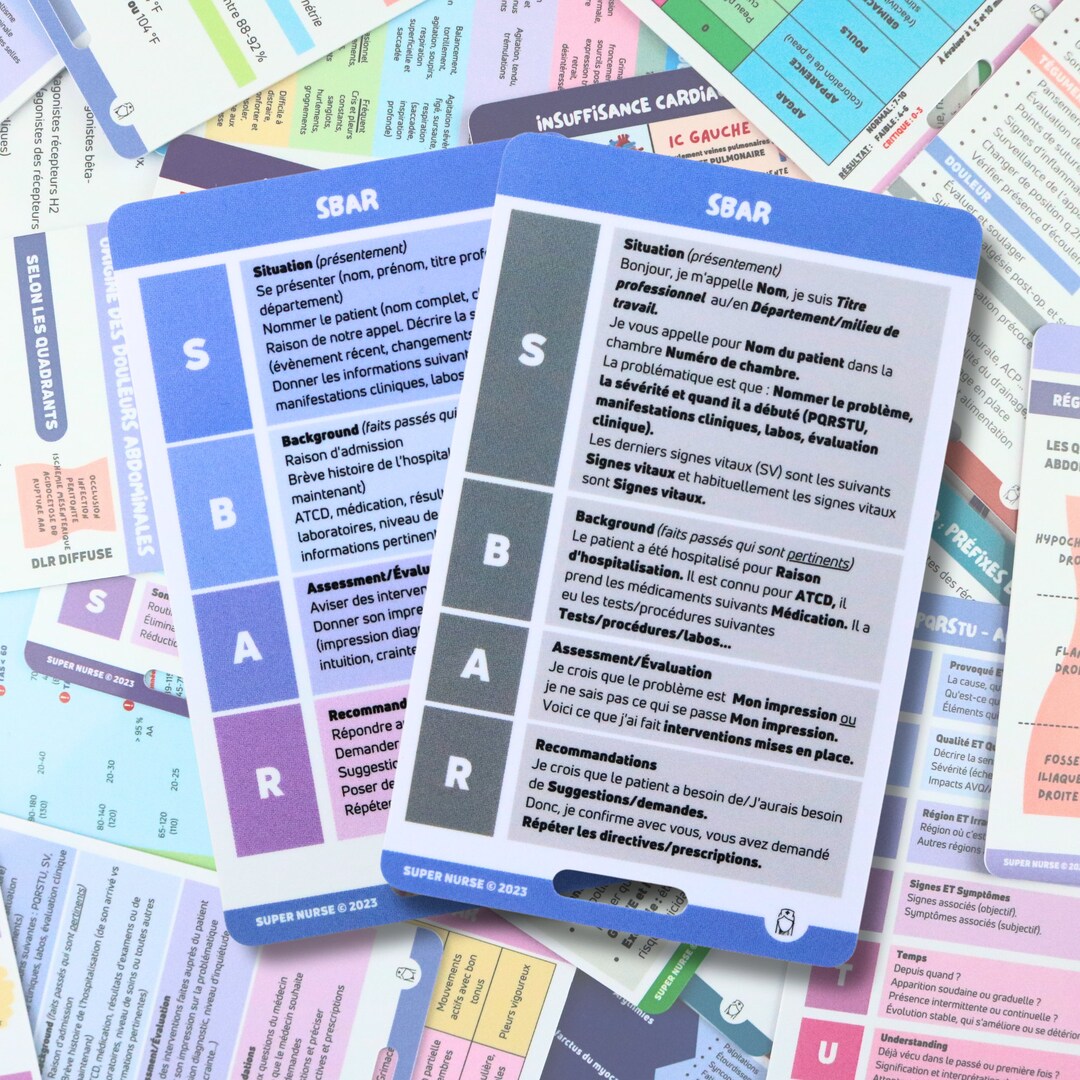 FR SBAR, Nurse Report to Doctor, Nursing Reference Cards, Badge Card ...