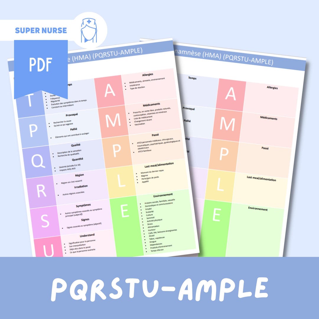PDF Study Sheet: PQRSTU-AMPLE | Nursing, Nursing Study, Nursing ...