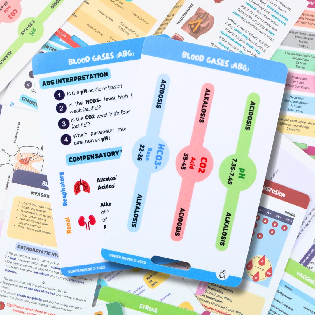 EN Blood Gases (ABG), Nursing Reference Cards, Nursing Badge Cards ...