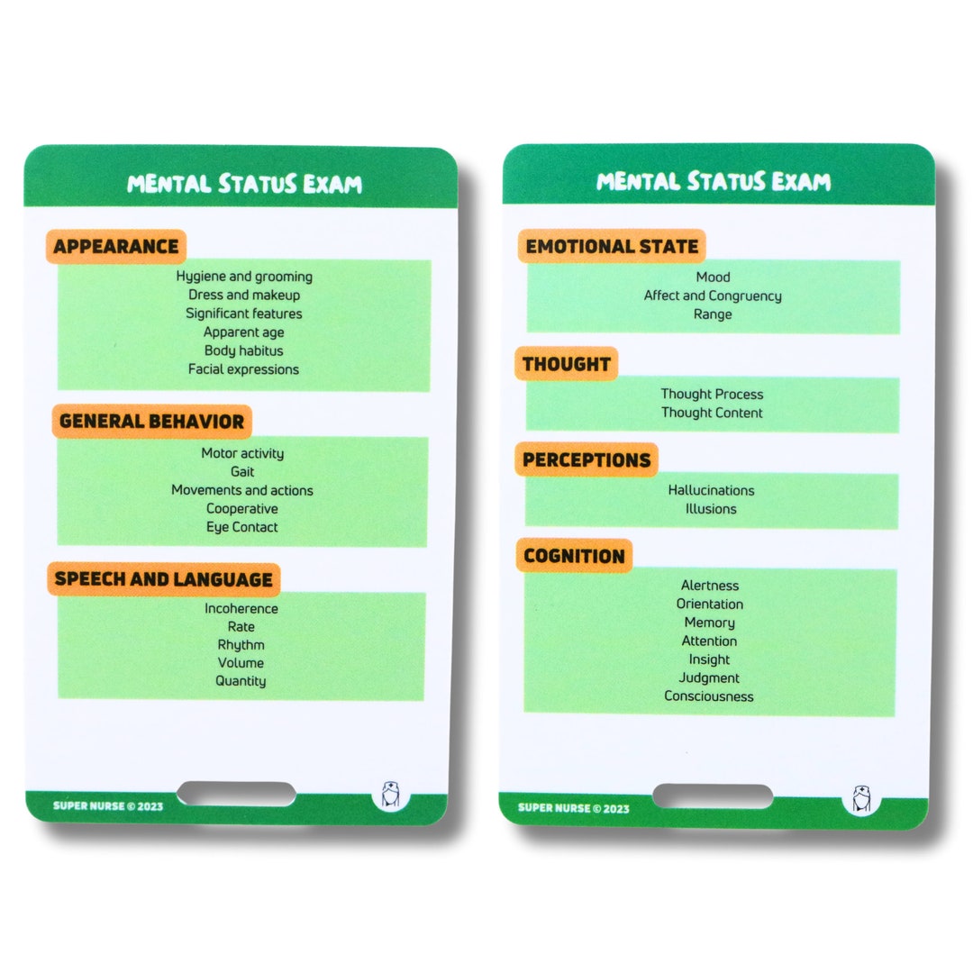EN Mental Status Exam, Psychiatry, Mental Health, Nursing Reference ...