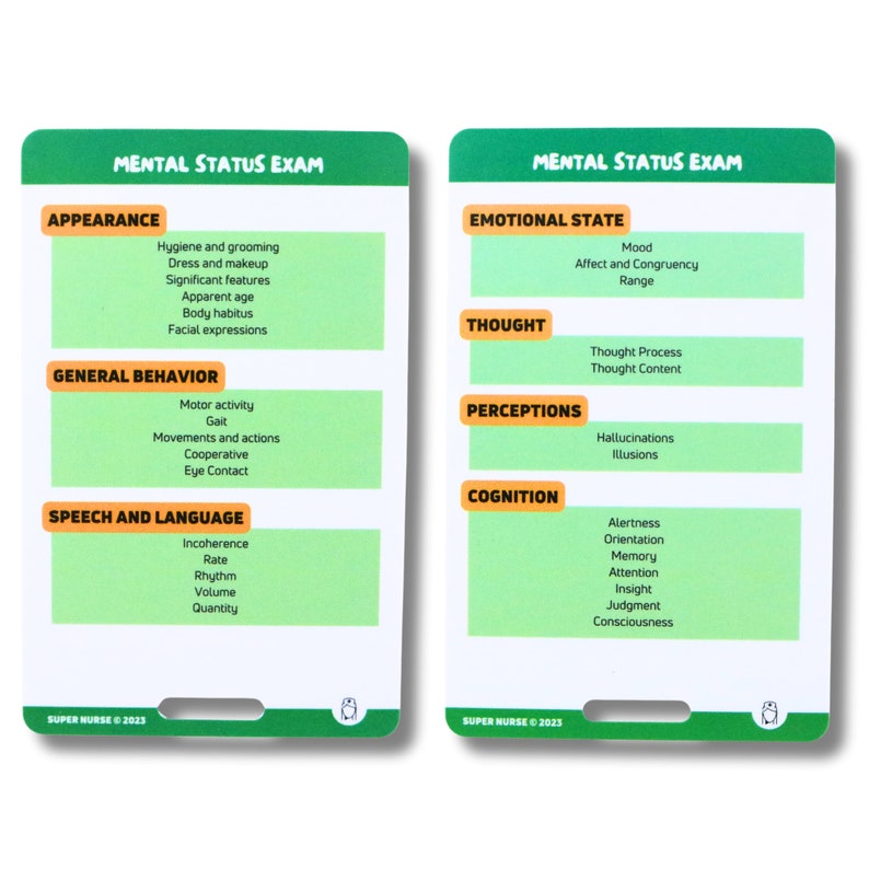EN Mental Status Exam, Psychiatry, Mental Health, Nursing Reference ...