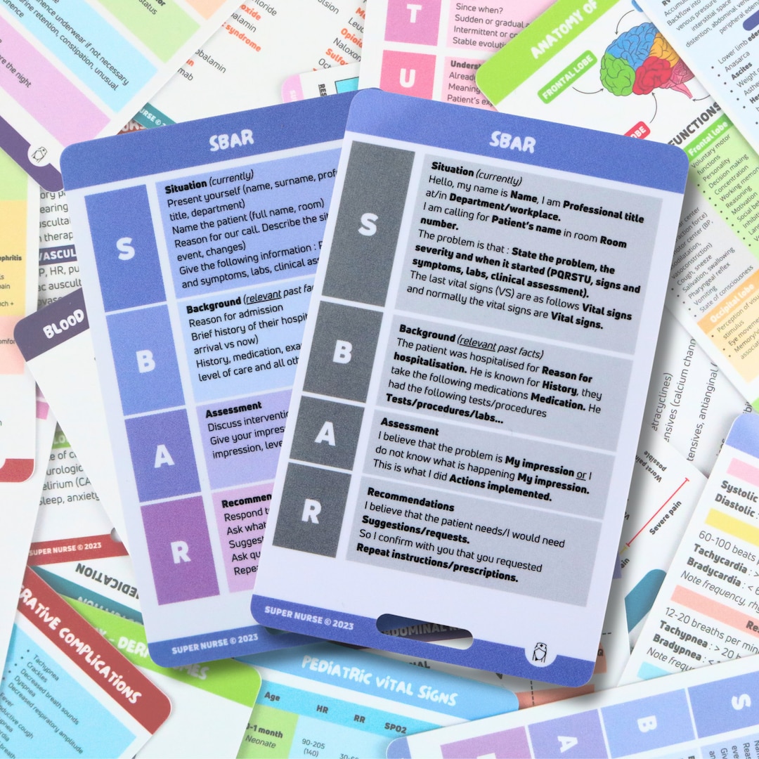 EN SBAR Report, Nursing Reference Cards, Nursing Badge Cards, Pocket ...