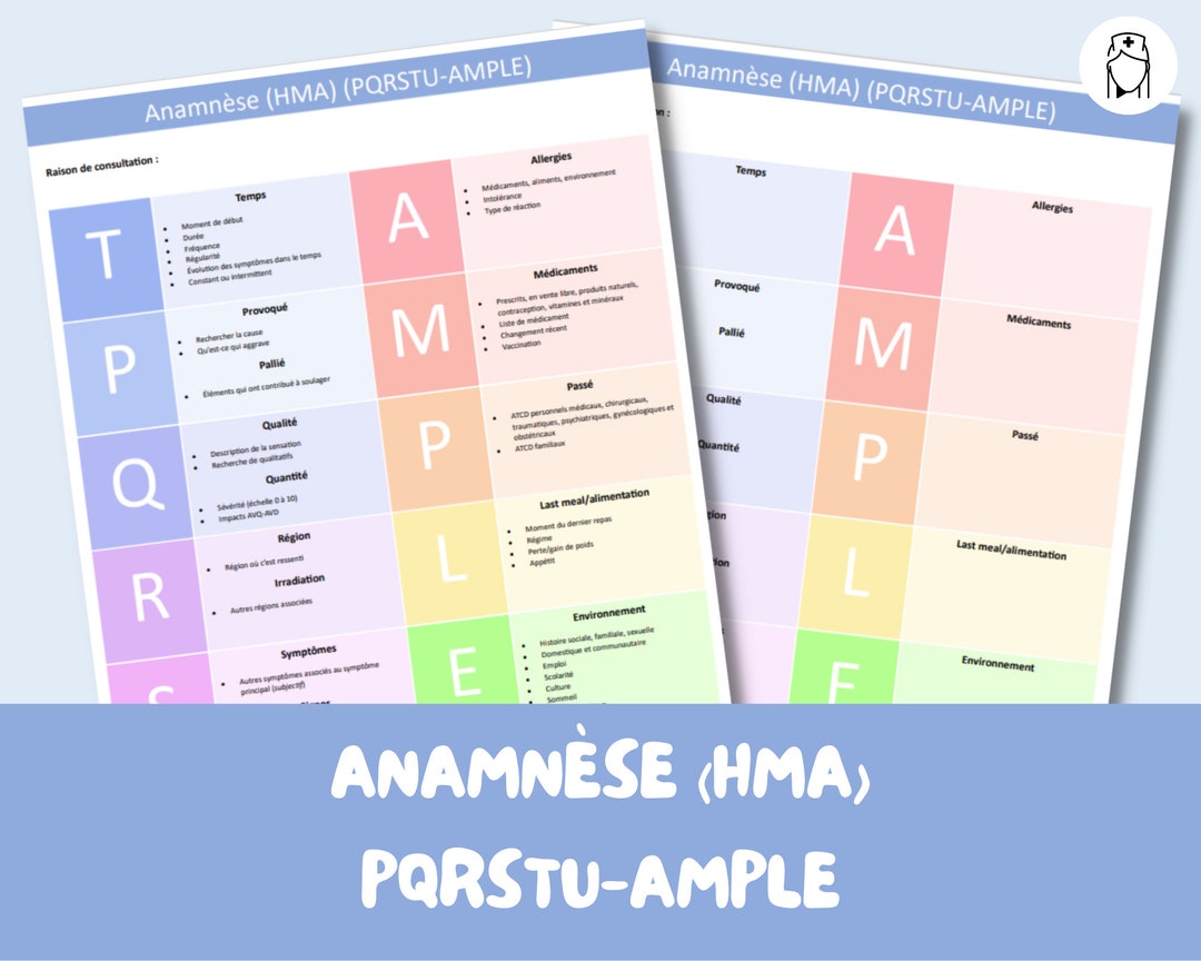 Study Sheet: PQRSTU-AMPLE Nursing, Nursing Study, Nursing Science, Ifsi ...