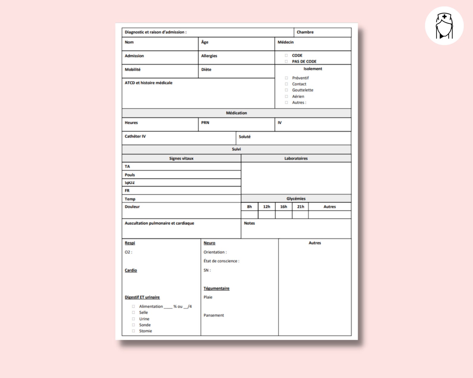 PDF Gabarit feuille de route pour infirmière, fiche de rapport | soins ...