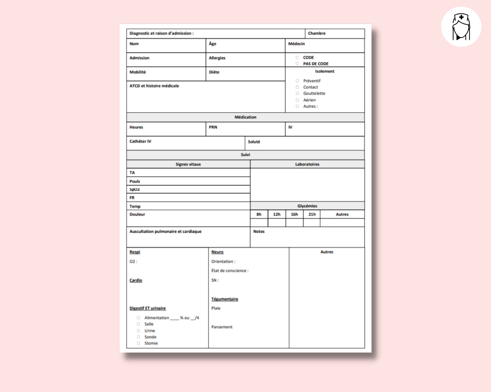 PDF Gabarit feuille de route pour infirmière, fiche de rapport | soins ...