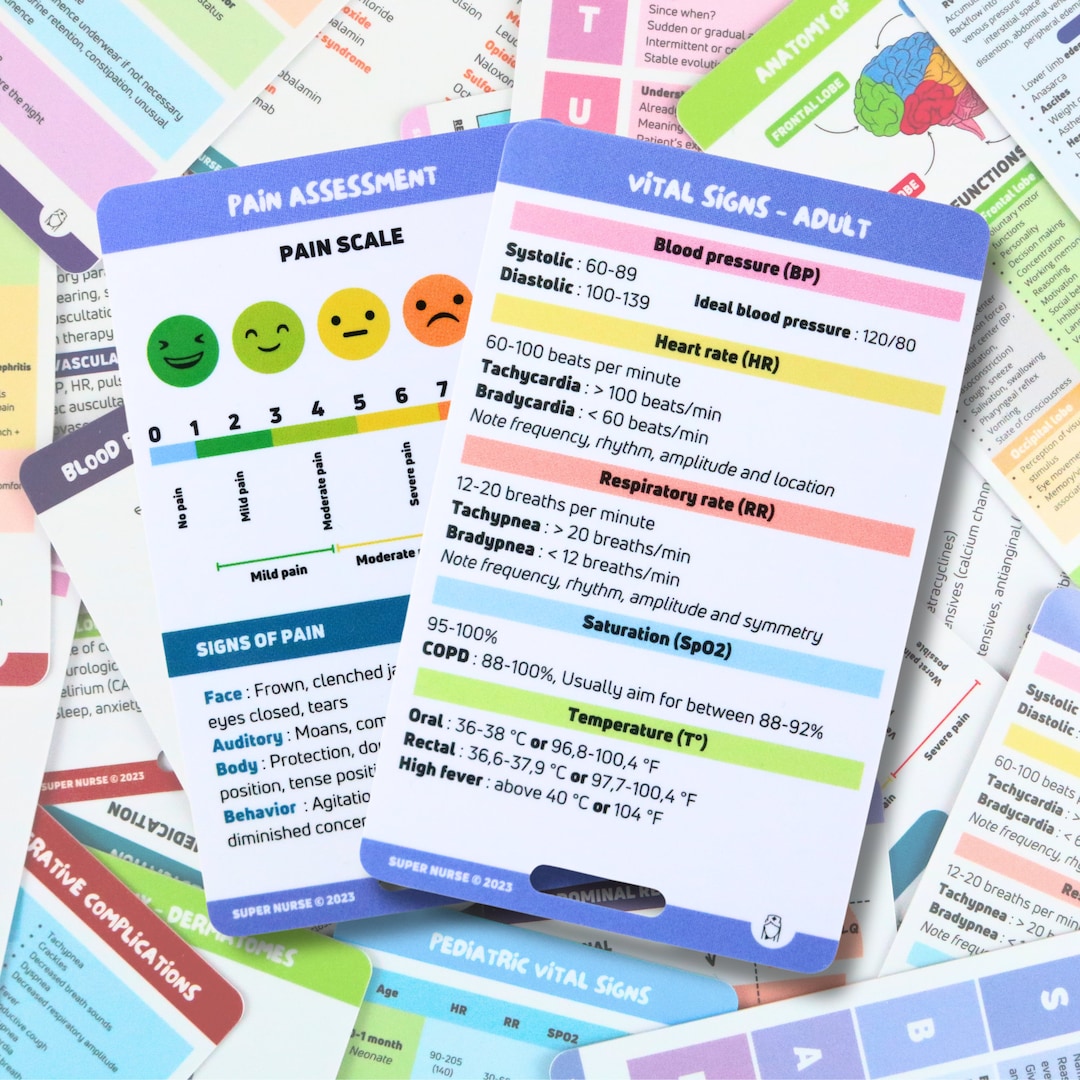 EN Adult Vital Signs, Pain Assessment, Nursing Reference Cards, Nursing ...