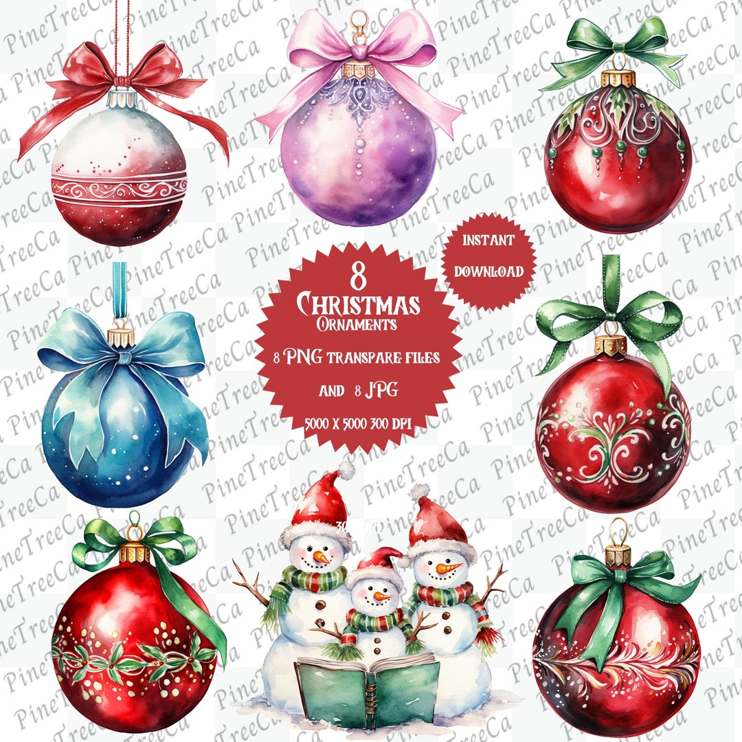 Christmas Ornament Clip Art PNG, Christmas Transparent PNG, Watercolor ...
