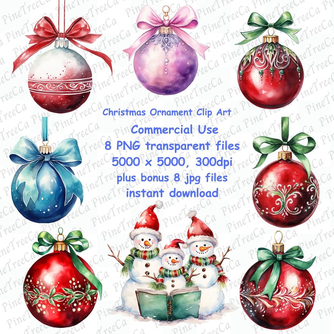 Christmas Ornament Clip Art PNG, Christmas Transparent PNG, Watercolor ...
